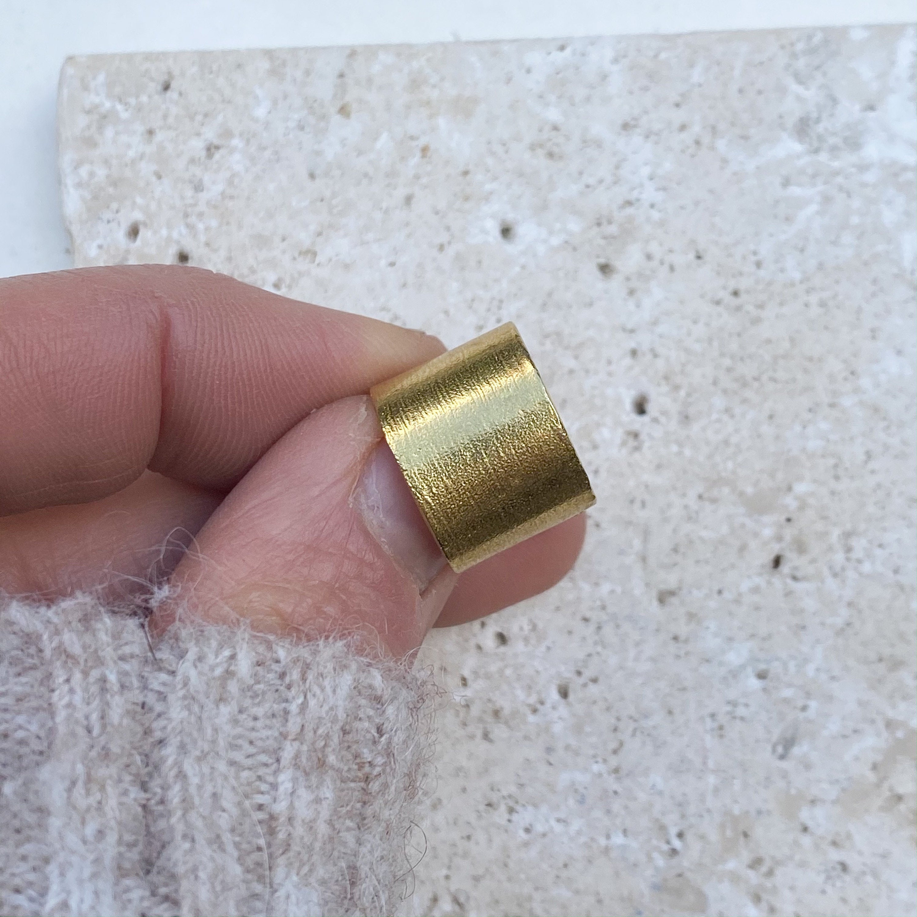 Simple Raw Brass Ring - Minimalist Adjustable Brass Band, Wide Brass ...