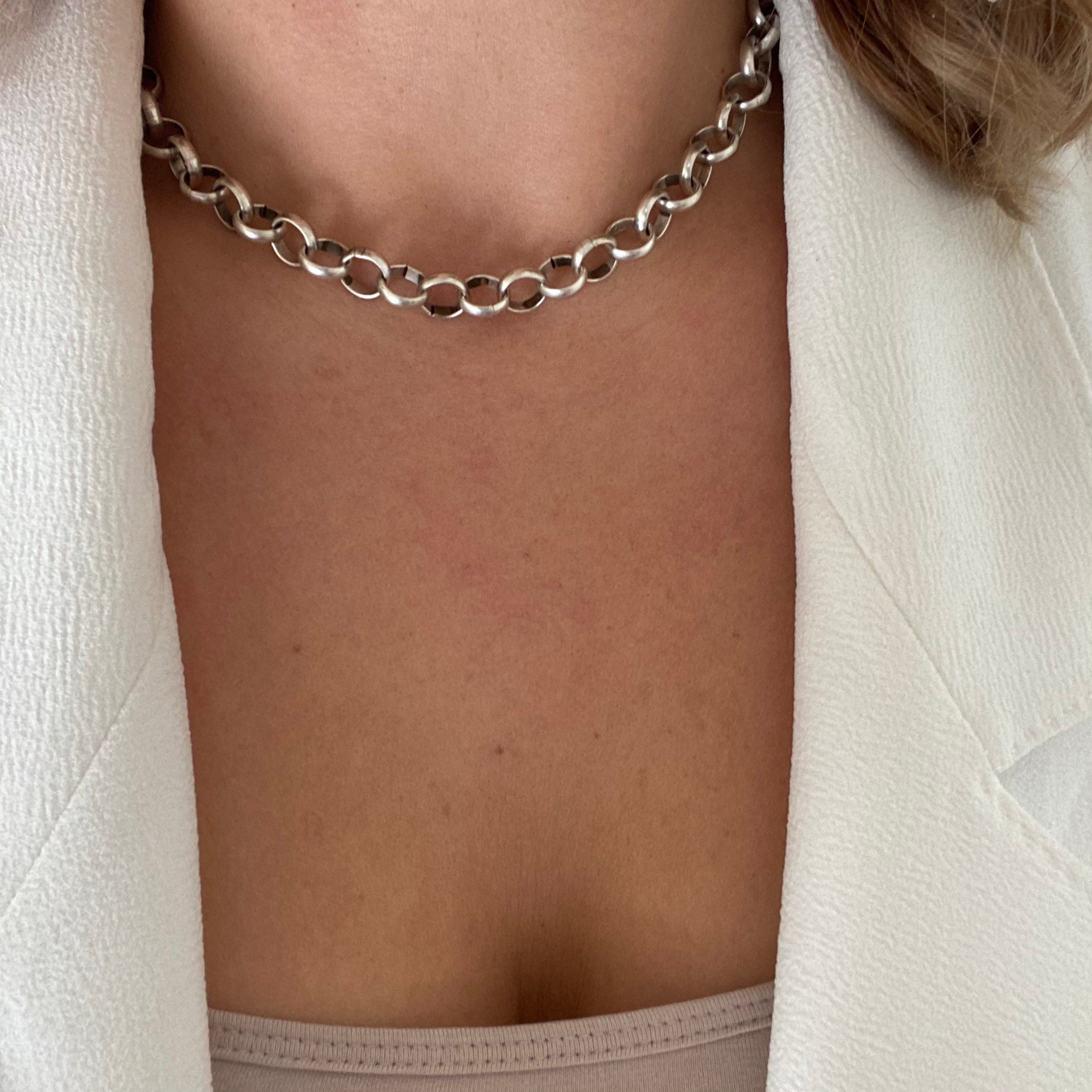 Chunky Matte Silver Choker - Rocker Style Edgy Jewelry, Simple ...