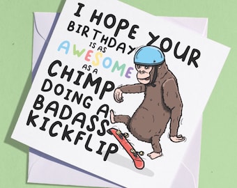 Chimp Birthday Card - Etsy