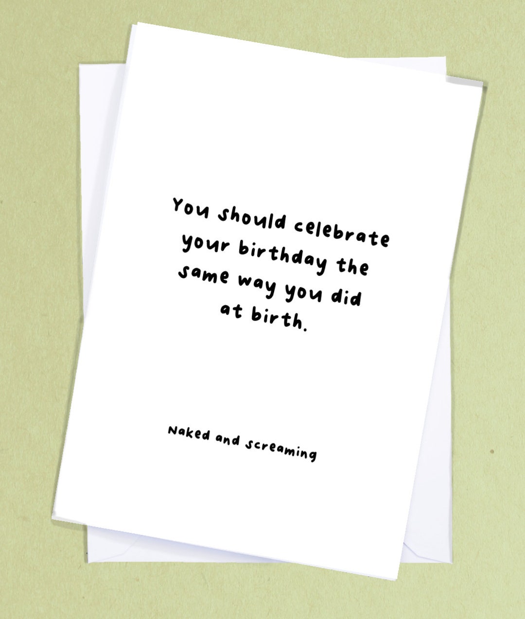 Naked and Screaming Birthday Card / Mean Birthday Card / Funny Birthday ...