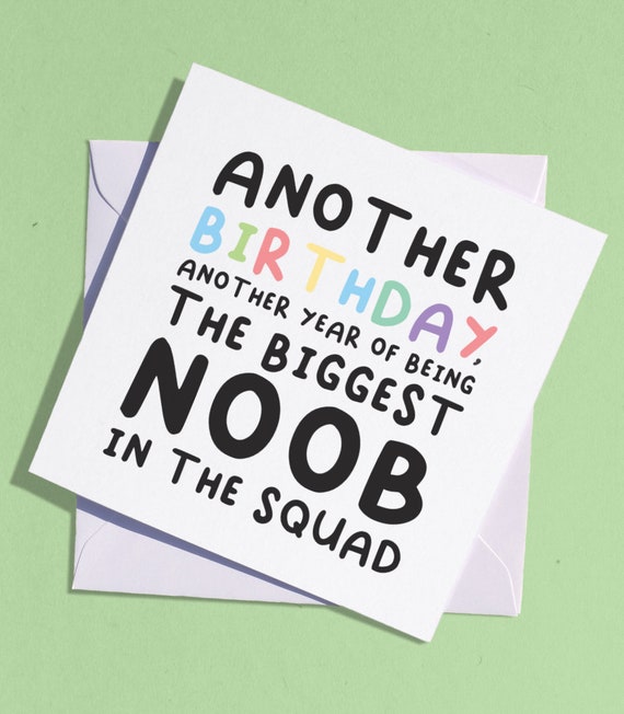 Noob Birthday Card / Video Game Card / Gamer Birthday / - Etsy