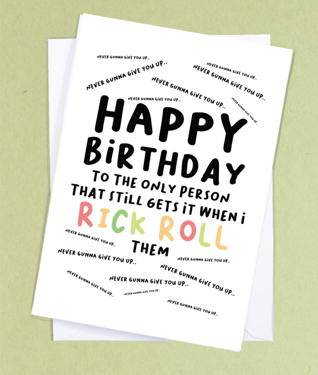 Rick Roll Card / Funny Birthday Card / Rick Astley Card / Meme Birthday ...