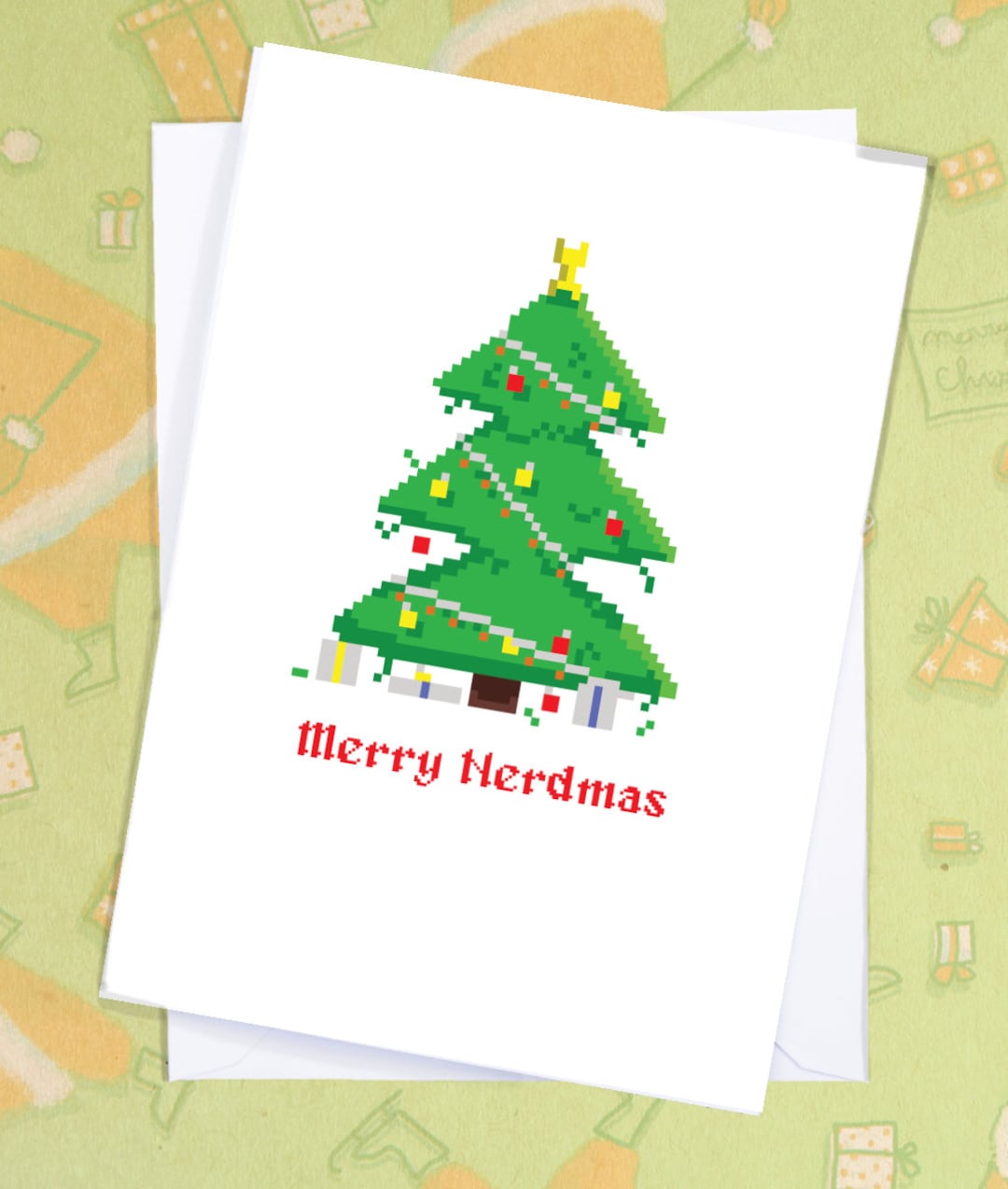 Funny Christmas Card / Nerd Christmas / Pixel Art Card / Merry ...