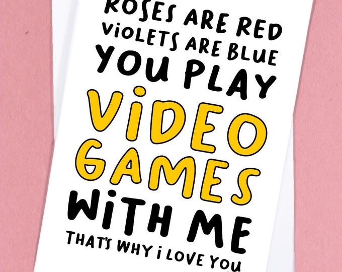 Cute Love Card for Video Game Lovers, Happy Anniversary Card, Love ...