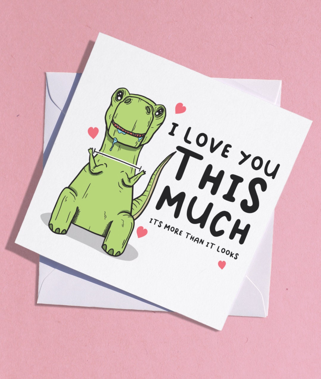 Funny Love Card / T-rex Love Card / Dinosaur Greetings Card / | Etsy