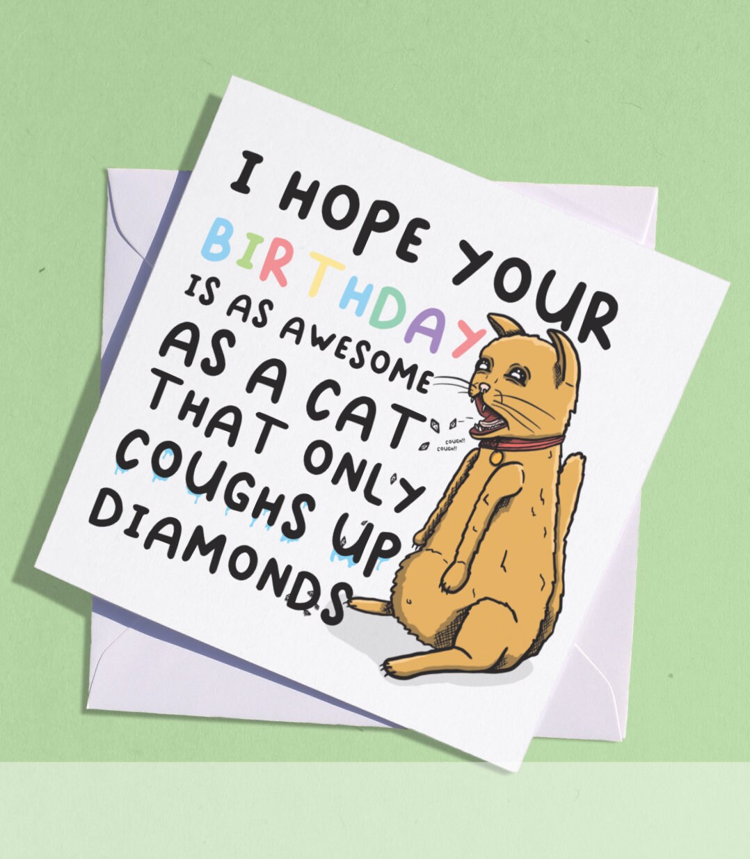Funny Birthday Card / Gross Birthday Card / Cat Birthday - Etsy