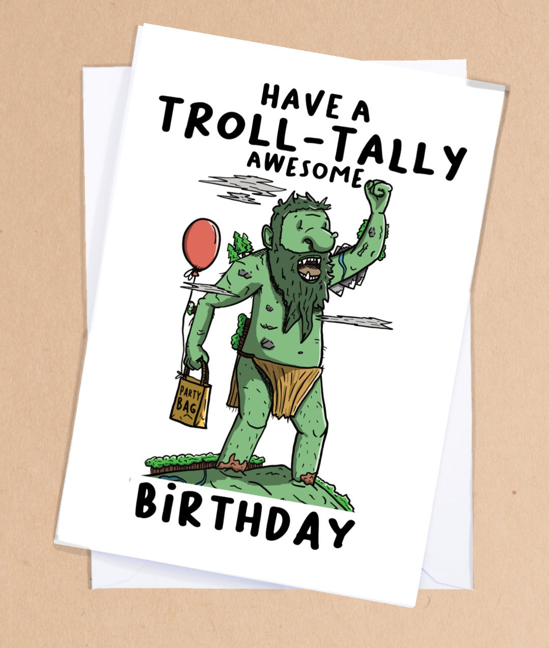 D&D Troll Birthday Card / Tabletop Gaming Birthday Card / Fantasy ...