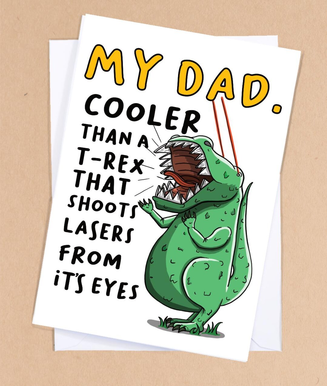 Dinosaur Fathers Day Card / Cool Dad Card / Trex Card / My Dads Cool ...