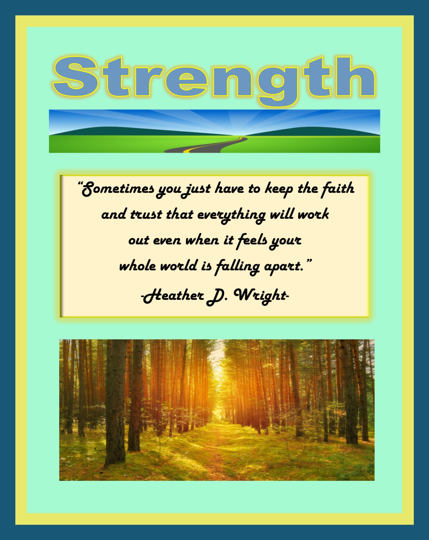 Strength Poster Printable Inspirational Art Download | Etsy