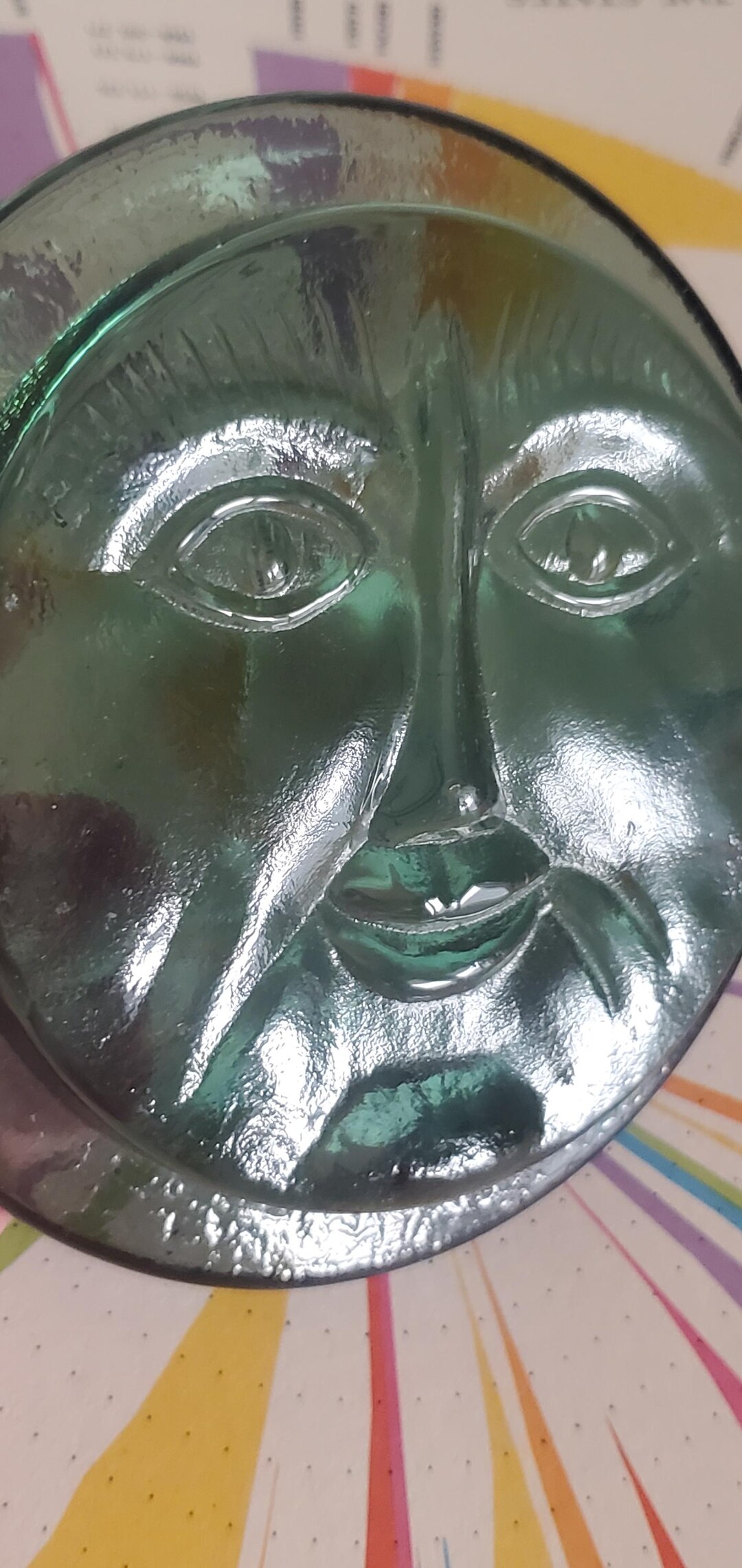 Vintage Sun Moon Face Glass Paperweight Blenko - Etsy
