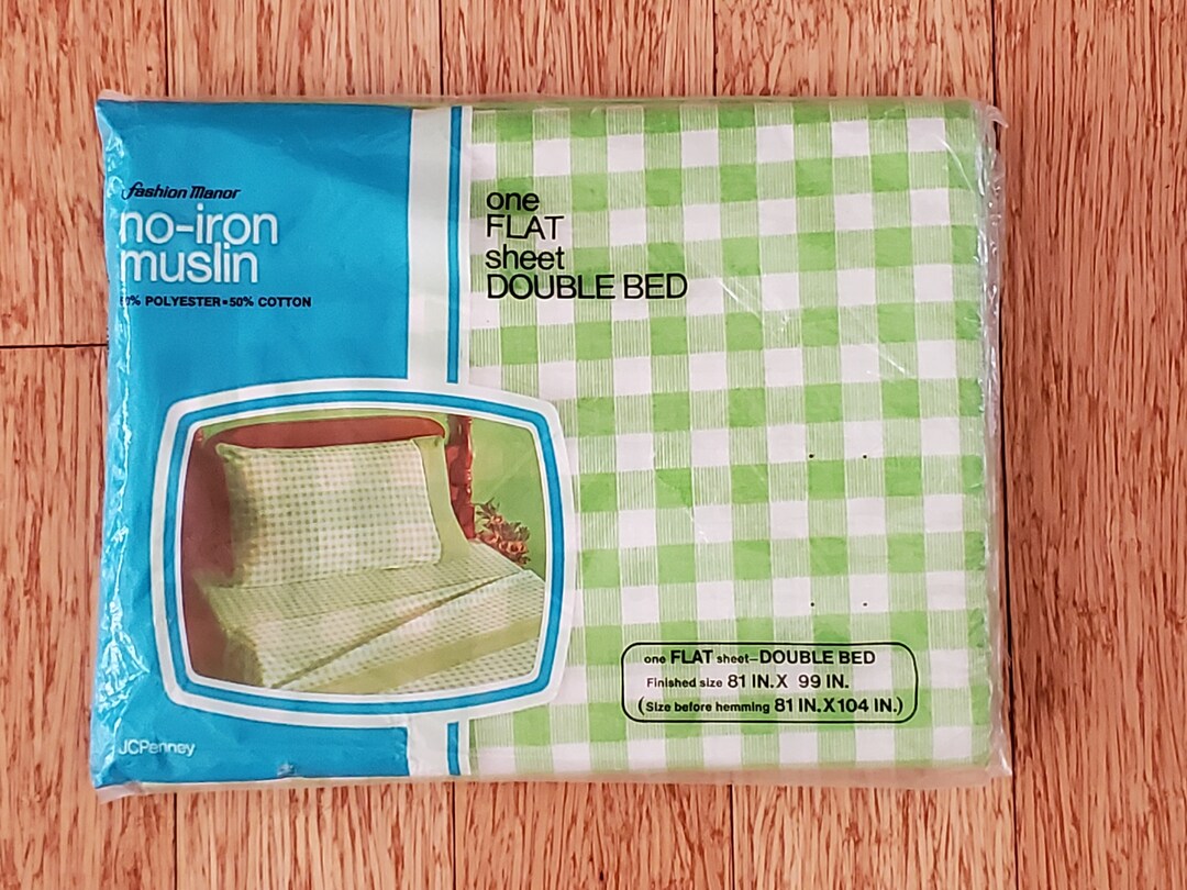 Vintage Double / Full Flat Sheet Jcpenney Fashion Manor No-iron Muslin ...