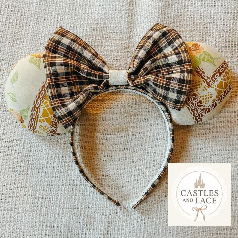 Retro Vintage 70’s Floral Plaid Mouse Ears Headband - Etsy