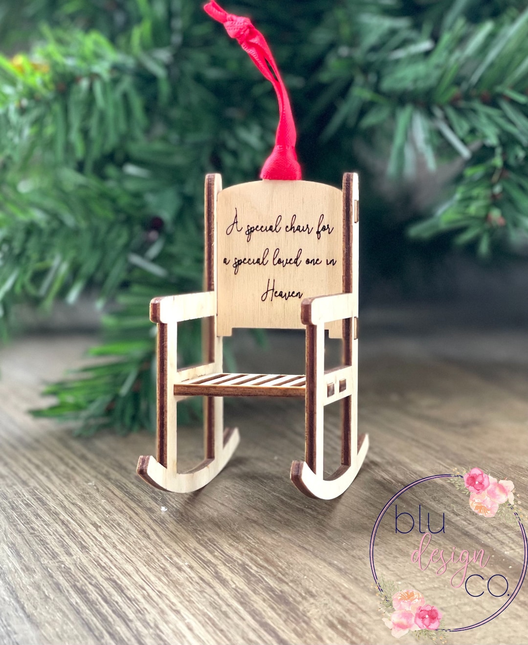 3D Rocking Chair Ornament - Memorial Ornament - Laser Engraved Wood ...