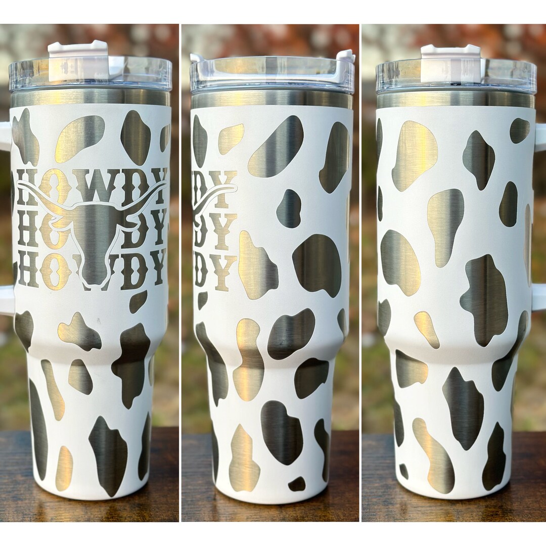 Howdy Cow 40oz Tumbler With Handle Lid Straw Laser Engraved - Etsy