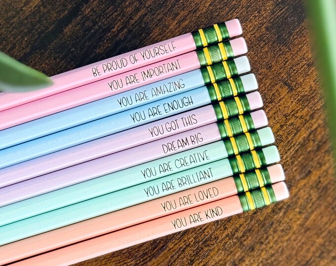 Pastel Positive Affirmations Engraved Pencils - Back to School ...