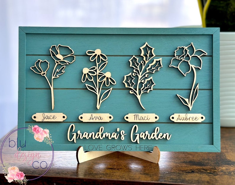 Custom Birth Flower Garden Frame - Personalized Family Sign - Wood ...