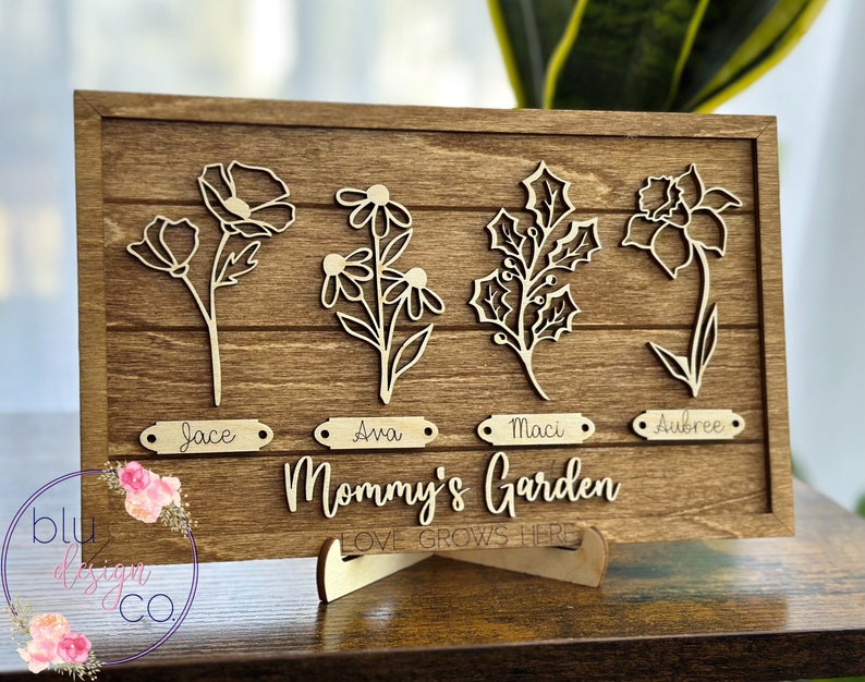 Custom Birth Flower Garden Frame - Personalized Family Sign - Wood ...