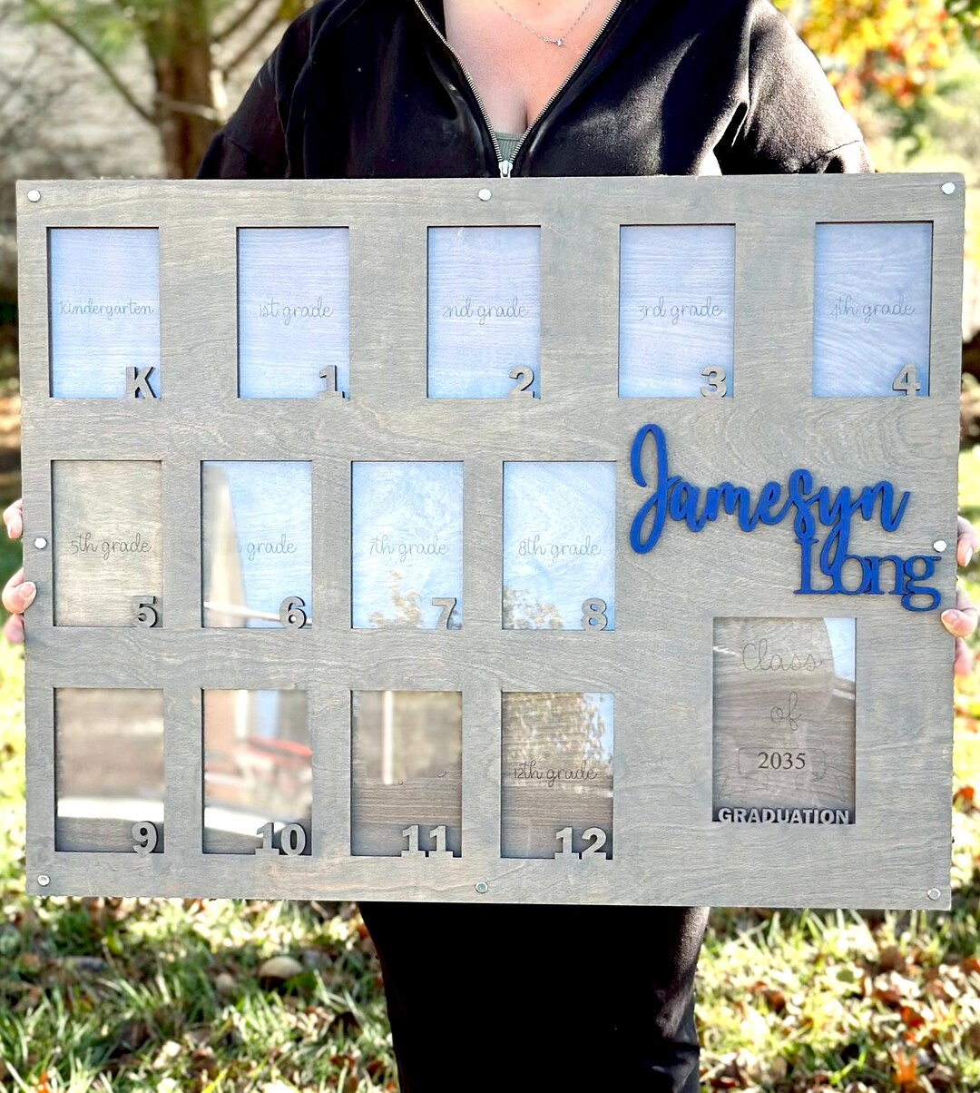 XL Custom School Years Photo Frame - Personalized Wood Sign - Wooden ...