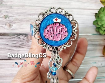 Eeg Brain Waves Badge Reel Neuro ID Card Holder Grey Matters | Etsy