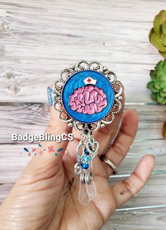 Brain Badge Reel Neuro ID Card Holder Grey Matters Neurology | Etsy
