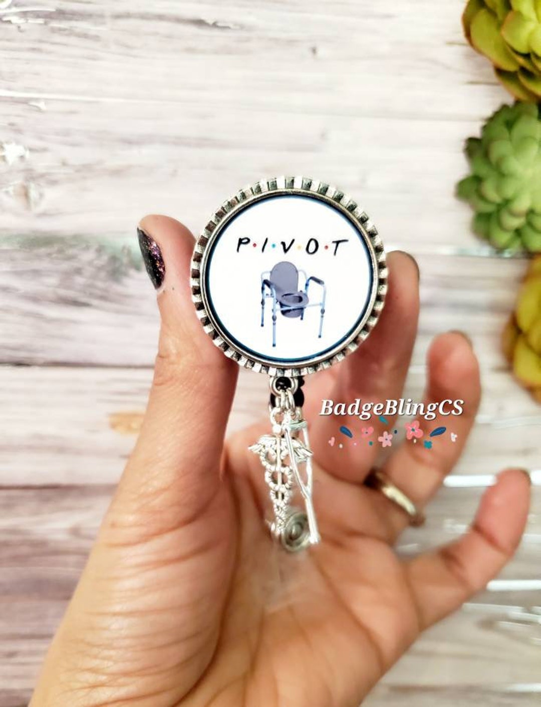 Pivot Commode Badge Reel Retractable Holder Clip April Fools Day Bff or ...