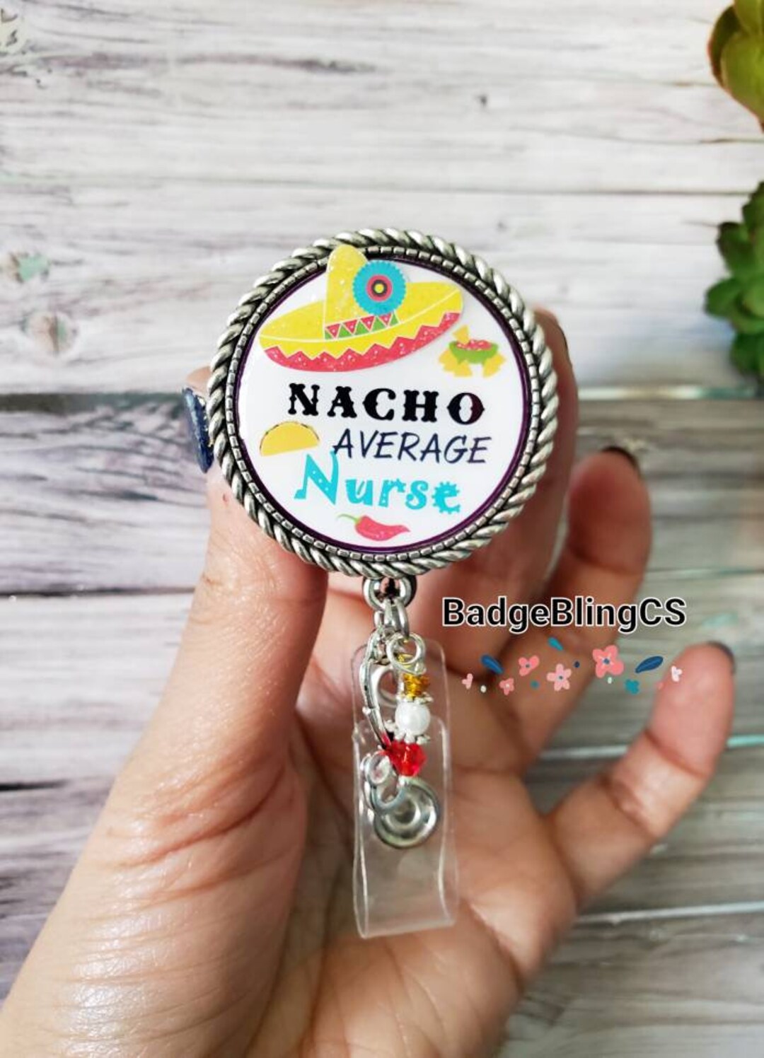 Nacho Average Nurse Badge Reel Holder Clip Taco Tuesday Lover Sombrero ...