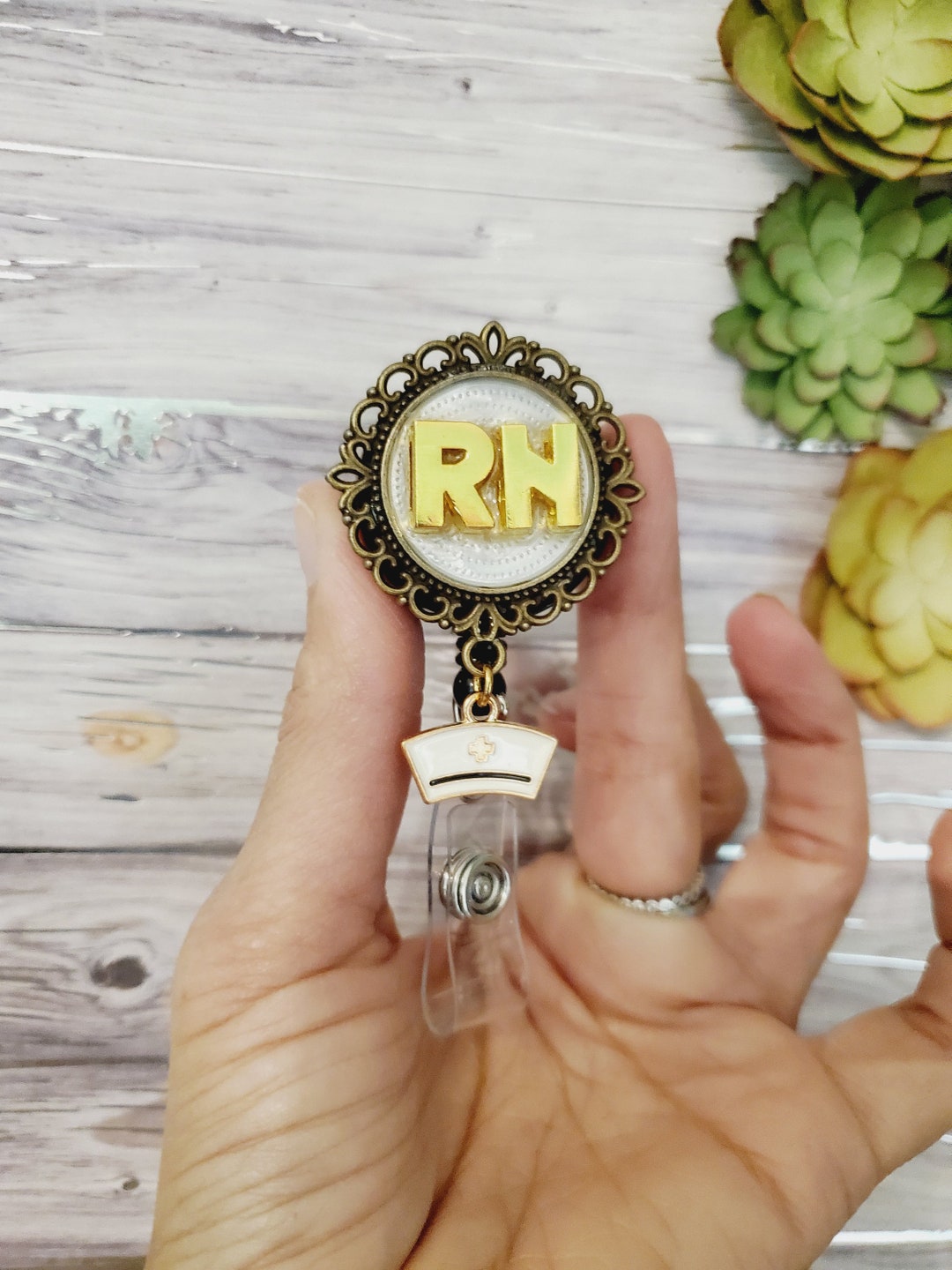 Gold RN Badge Holder Clip High End Nurse Jewelry Gold Stethoscope ...