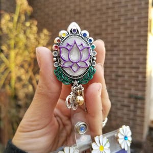 Lotus Flower Badge Reel Chakras Badge Clip Simple Life Yoga Flower ...