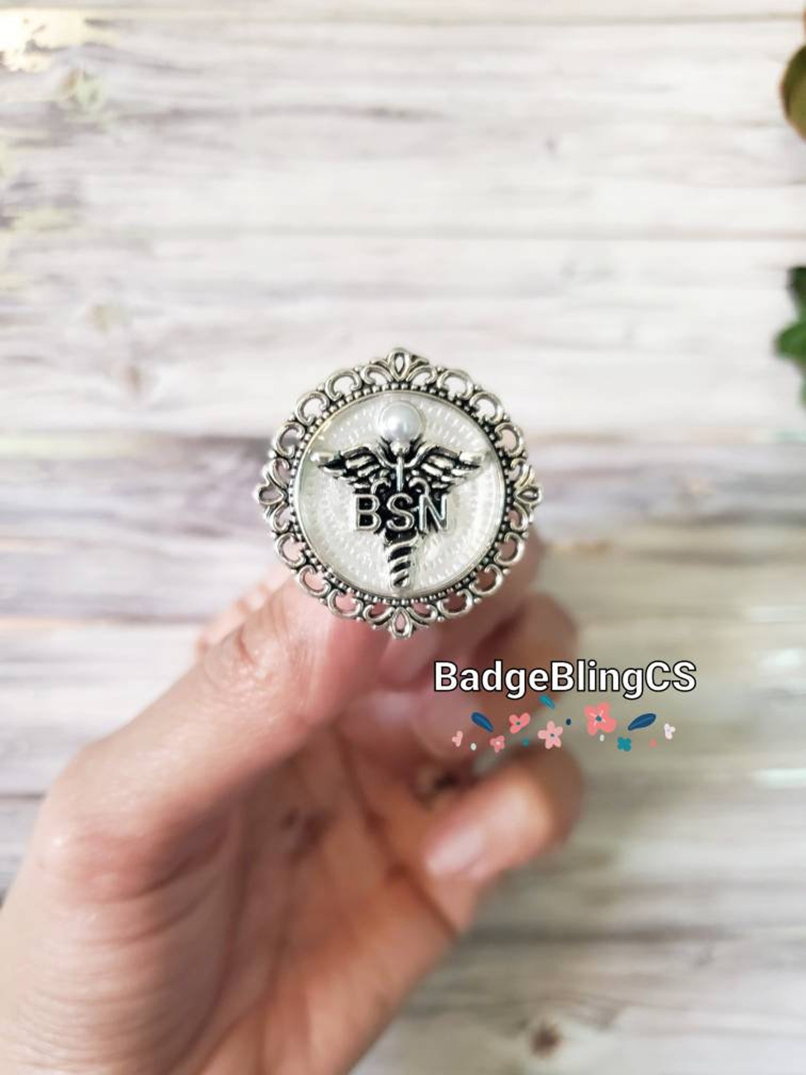 Simple Silver Nurse Pin Pinning Ceremony Natural Outdoors Nursing ...