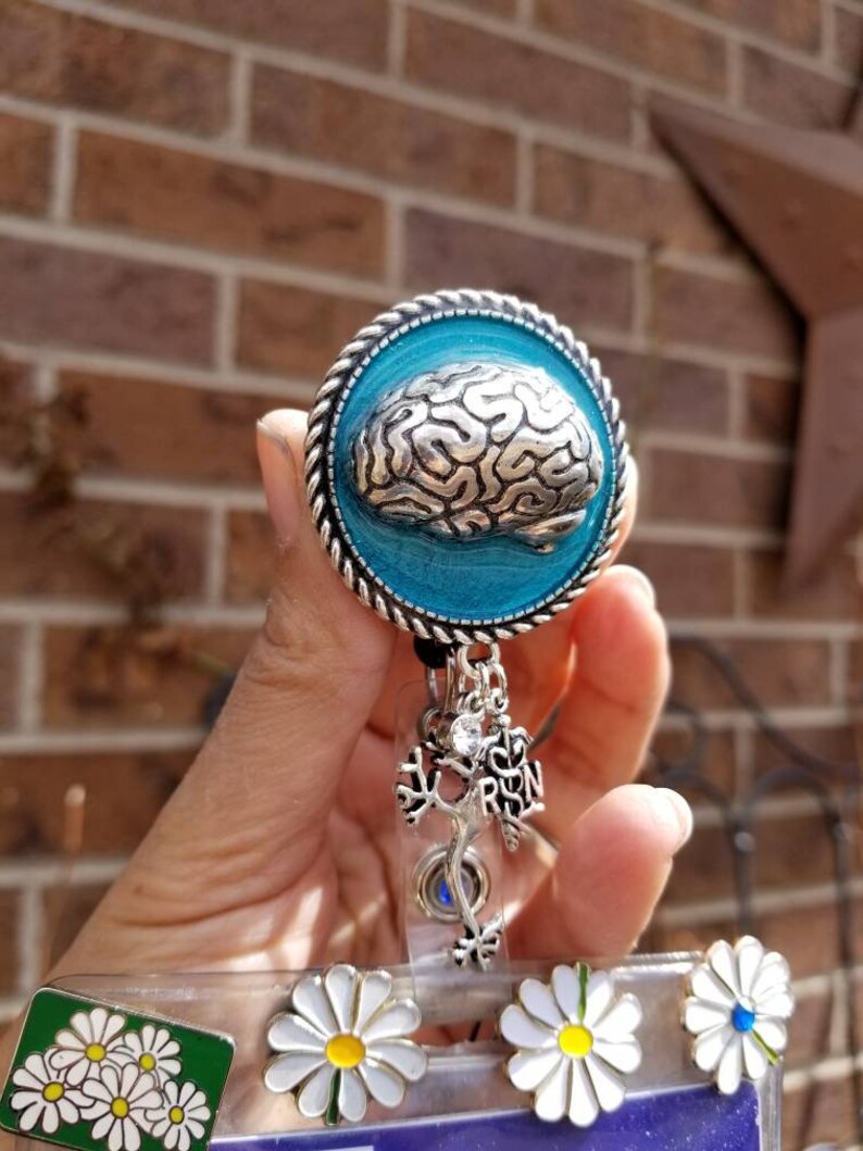 Brain badge reel Neuro ID card holder Grey Matters Neurology | Etsy