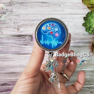 Eeg Brain Waves Badge Reel Neuro ID Card Holder Grey Matters Neurology ...