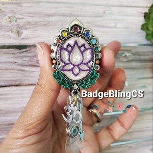 Lotus Flower Badge Reel Chakras Badge Clip Simple Life Yoga Flower ...