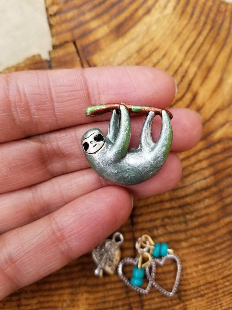 Cute Sloth Badge Reel Holder Slow and Steady Moss Covered - Etsy