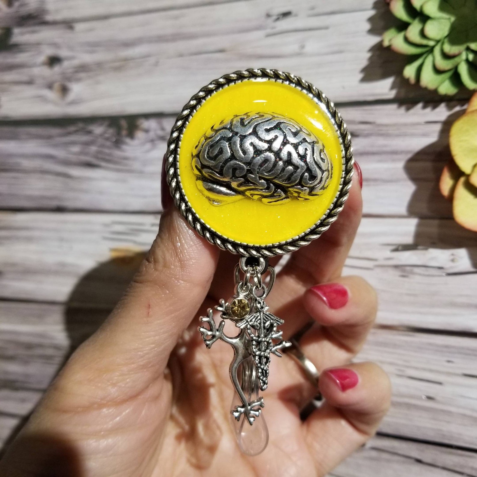 Brain Badge Reel Neuro ID Card Holder Grey Matters Neurology - Etsy