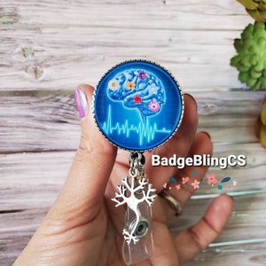 Eeg Brain Waves Badge Reel Neuro ID Card Holder Grey Matters Neurology ...