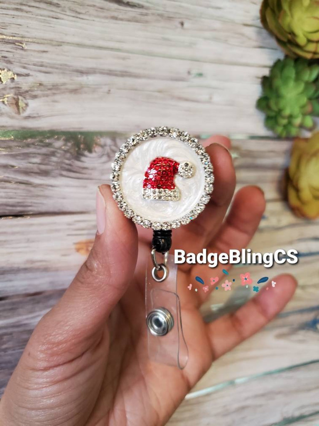 Santa Hat Reel Id Holder Clip Nurse Jewelry Xmas Badges Festive Gifts ...