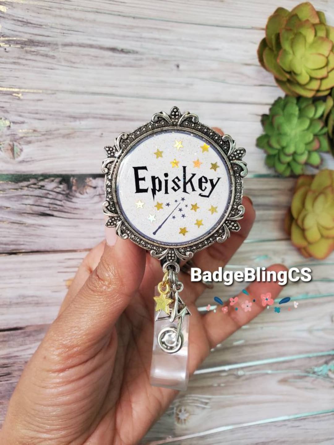 Healing Spell Badge Reel Holder Clip Triangle Pull Owl Charm Nurse ID ...