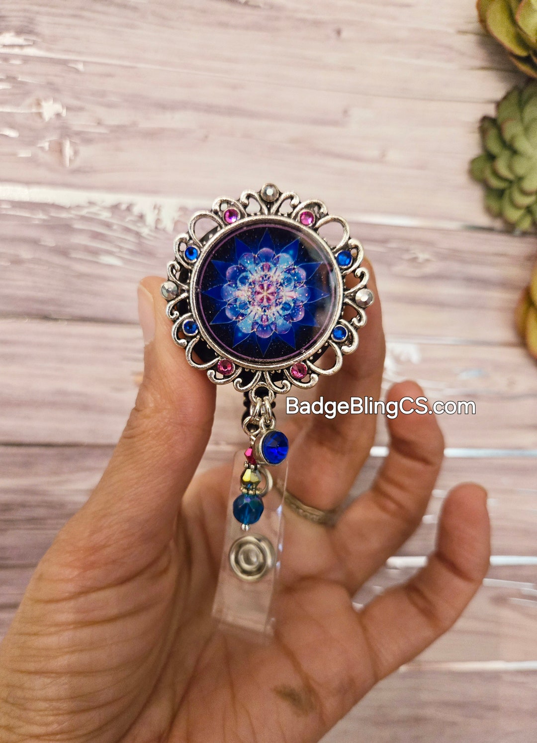 Geometric Lotus Flower Badge Reel Chakras Badge Clip Simple Life Yoga ...