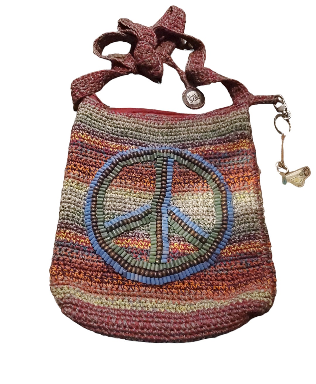 Boho Peace Sign Crossover Bag Beaded Hippie Burner Bag Burning Man Yogi ...
