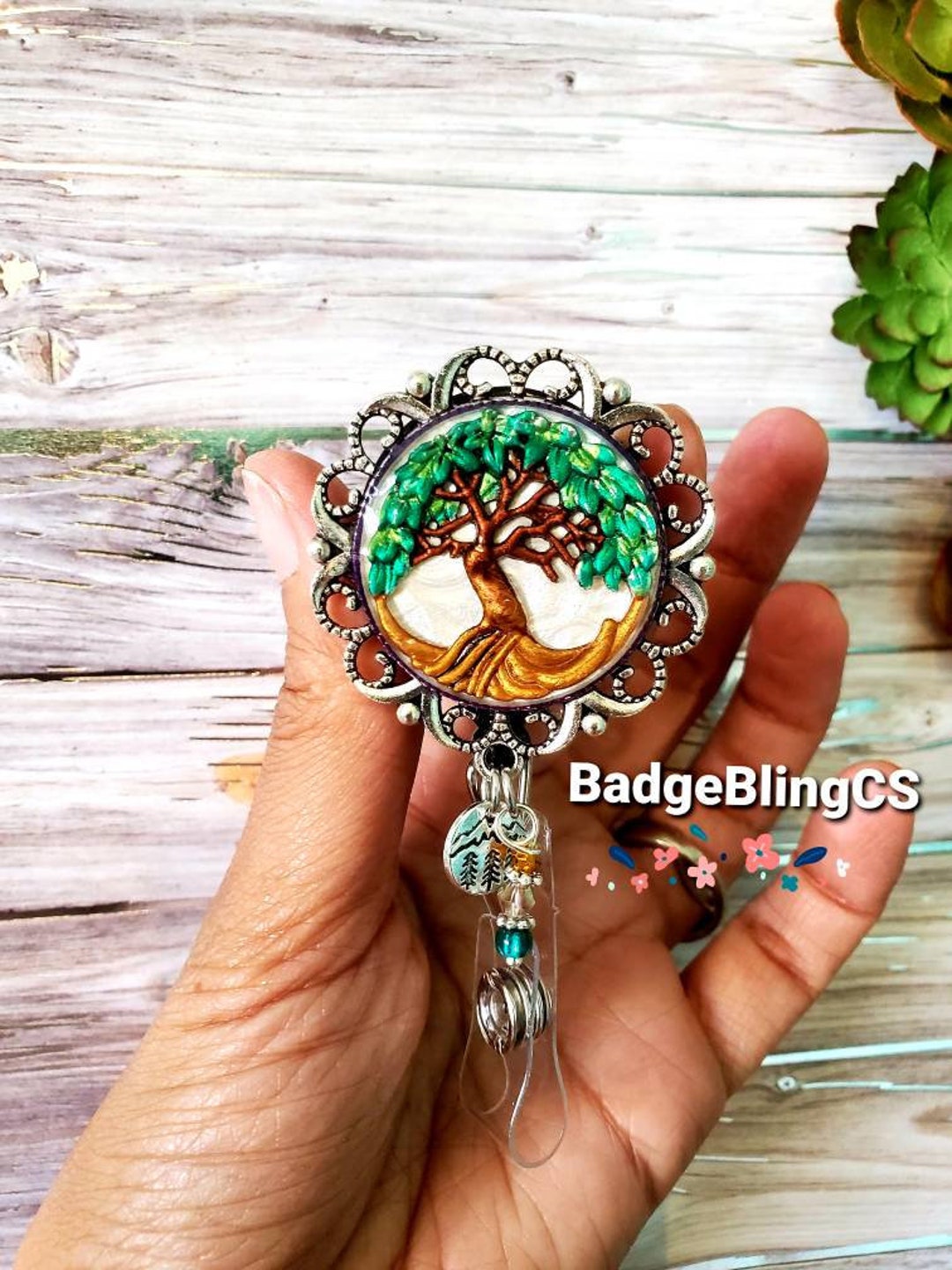 Celtic Tree of Life Badge Reel Holder Clip Arbor Day Mountains Are ...