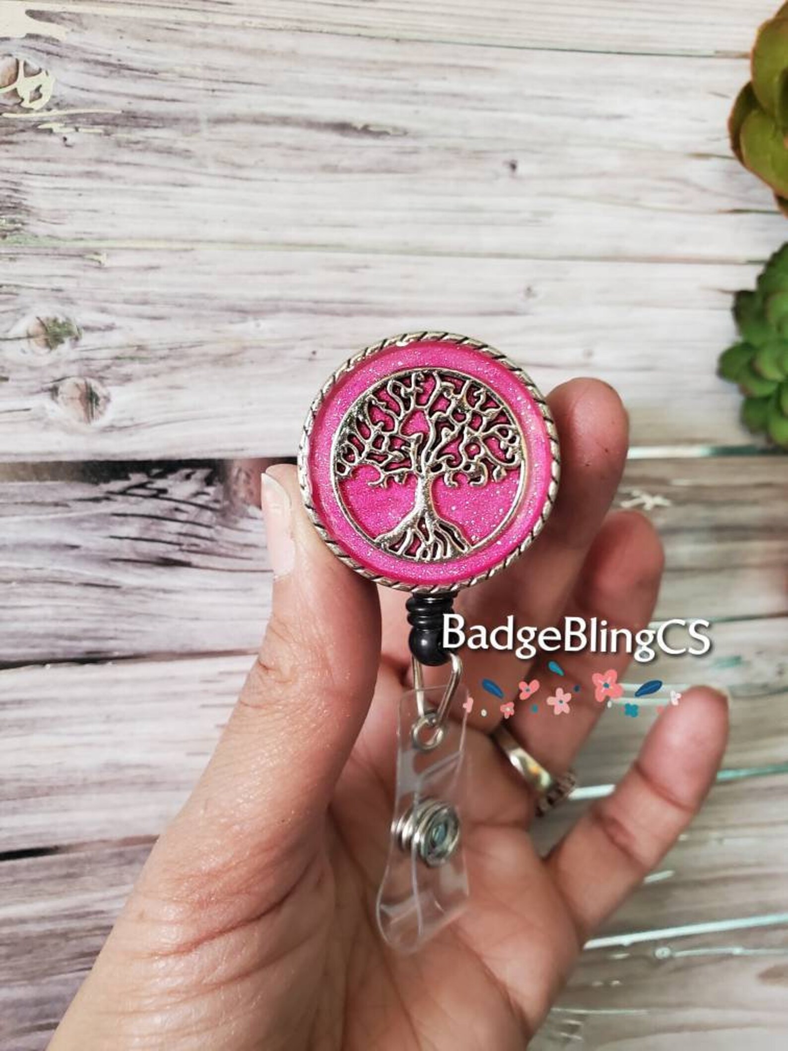 Tree of Life Badge Reel Holder Clip Arbor Day Simple Mountains | Etsy