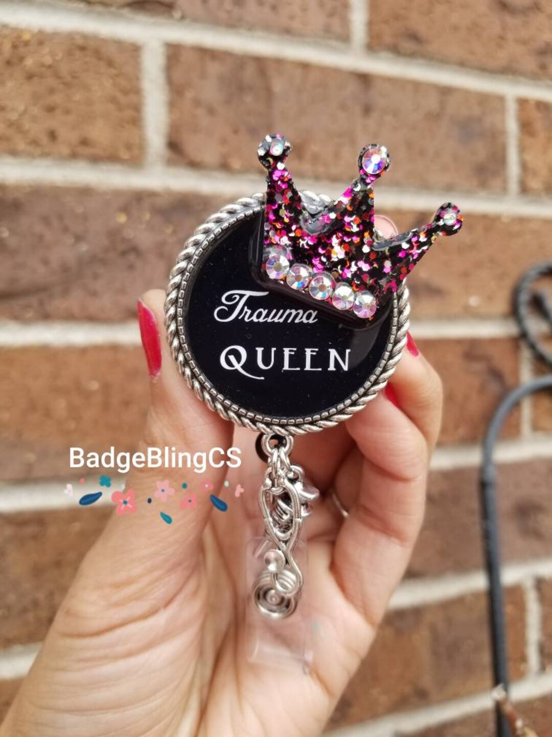 Trauma Queen Badge Reel Neuro ID Card Holder Grey Matters Neurology Cpr ...