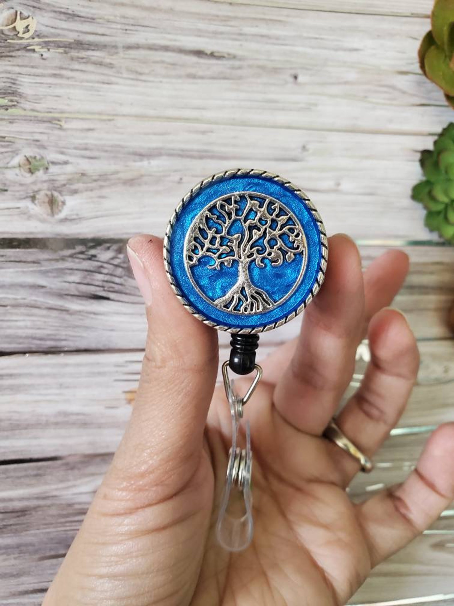 Tree of Life Badge Reel Holder Clip Arbor Day Simple Mountains | Etsy