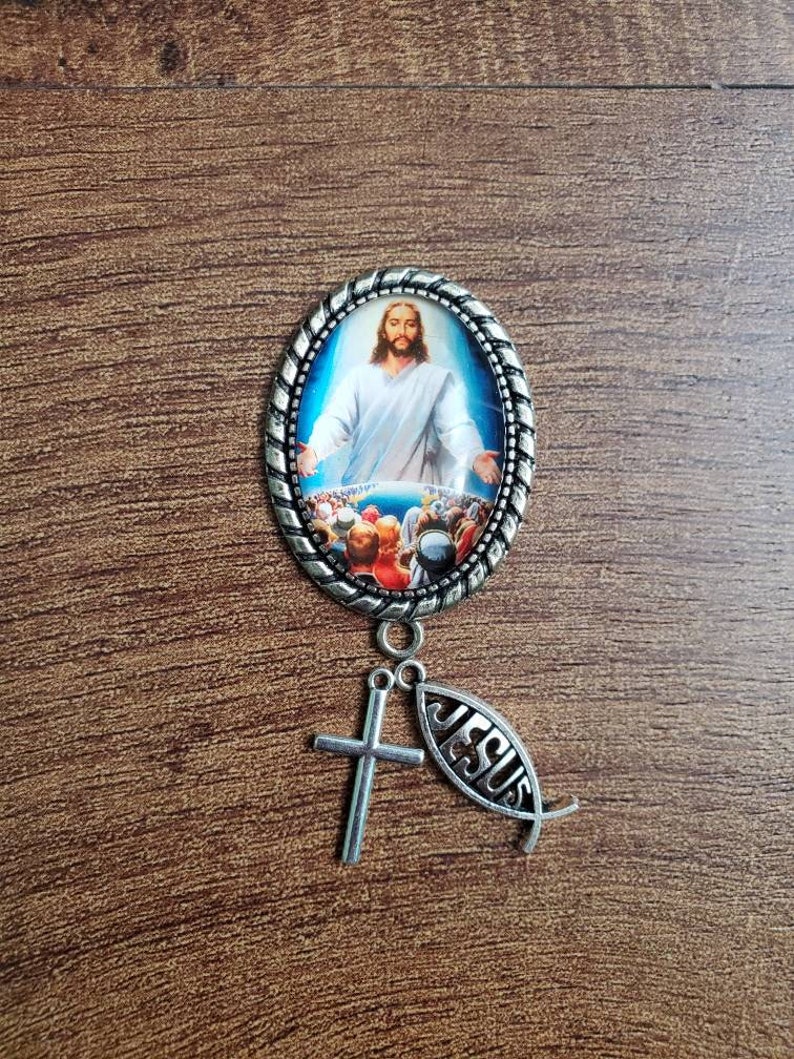 Jesus Badge Holder Reel Clip Lives Catholic Cross Gifts Affirmation ...