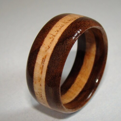 Walnut and Oak Wood Ring Layered Solid Wood Ring Men's - Etsy