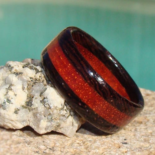 Walnut and Oak Wood Ring Layered Solid Wood Ring Men's - Etsy