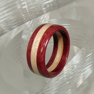 Purpleheart and Maple Ring ~ Layered Solid Wood Ring ~ Men's or Women's ...
