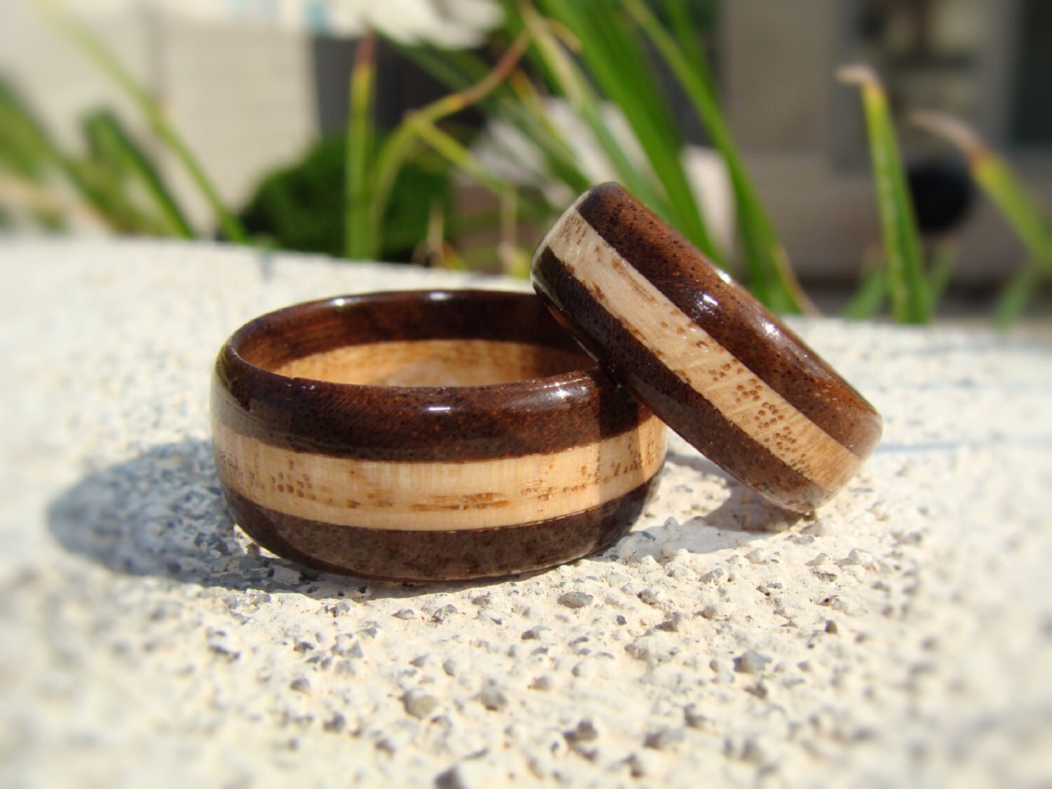 Walnut and Oak Wood Ring ~ Layered Solid Wood Ring ~ Men's or Women's ...