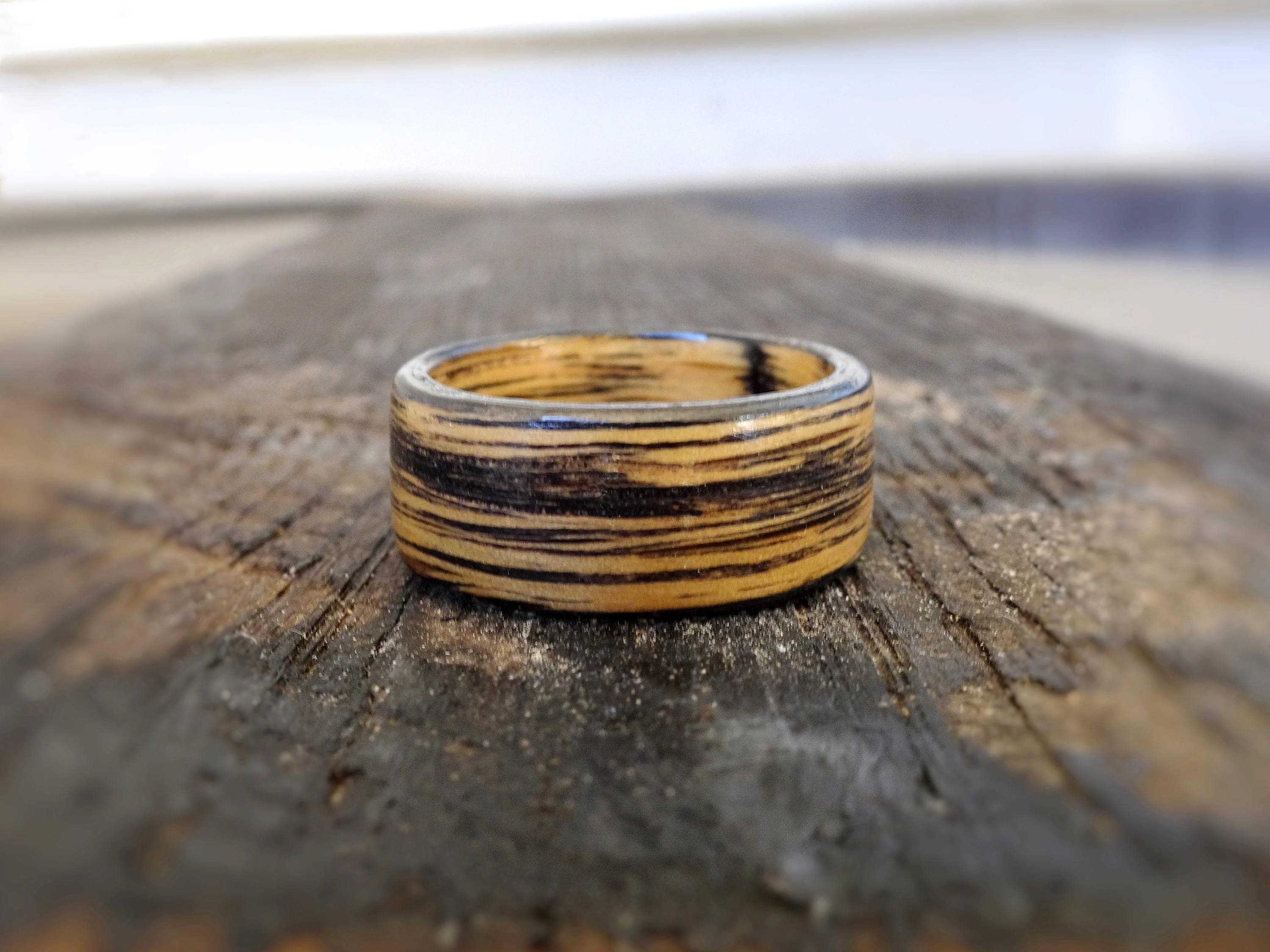 Whiskey Barrel Ring Charred Whiskey Barrel Bentwood Ring | Etsy UK