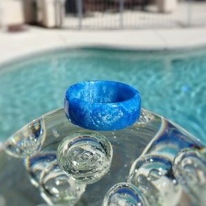 Blue Pearl Resin Ring - Blue Pearl Unisex Wedding Band - Gift for Him ...
